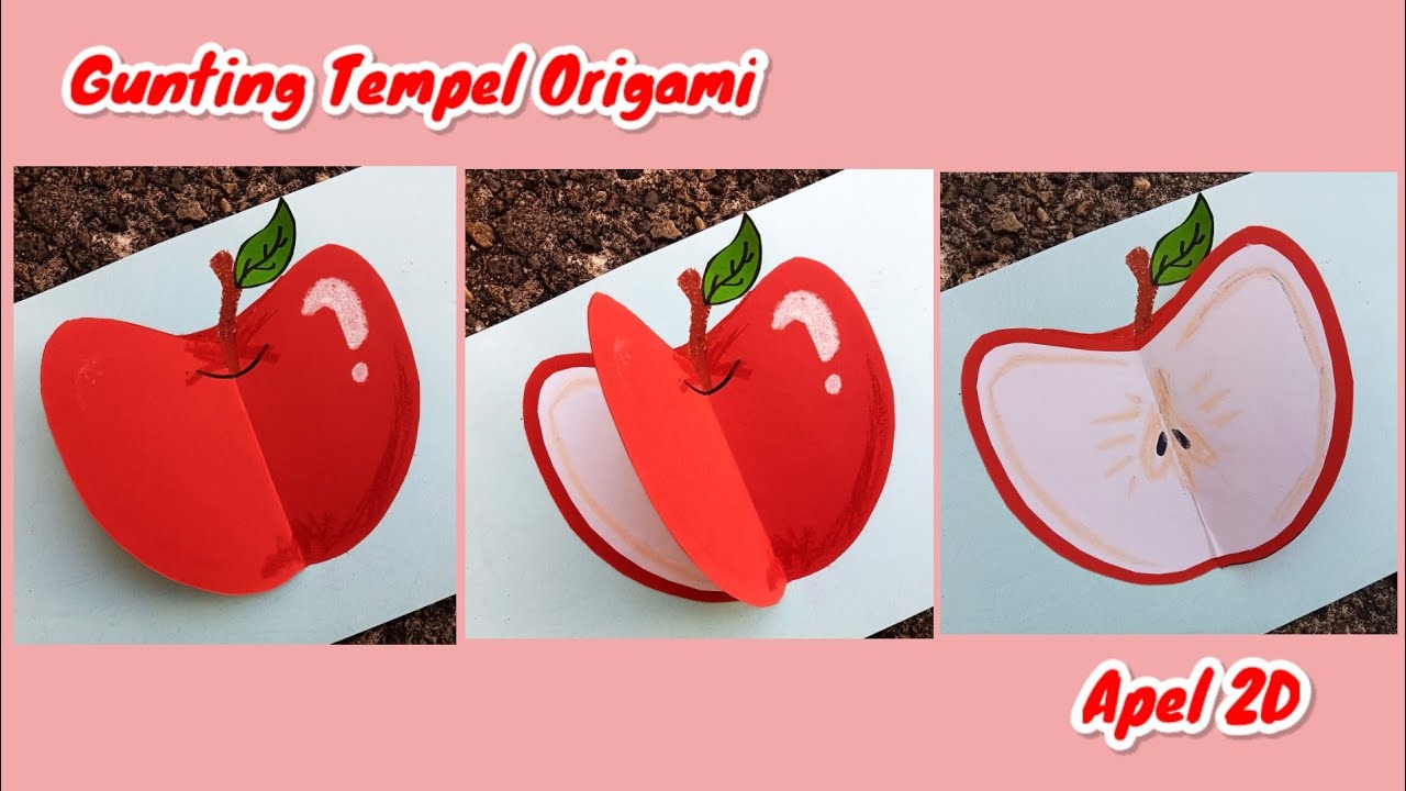GUNTING TEMPEL KERTAS ORIGAMI BENTUK BUAH APEL | ORIGAMI APEL | IDE ...