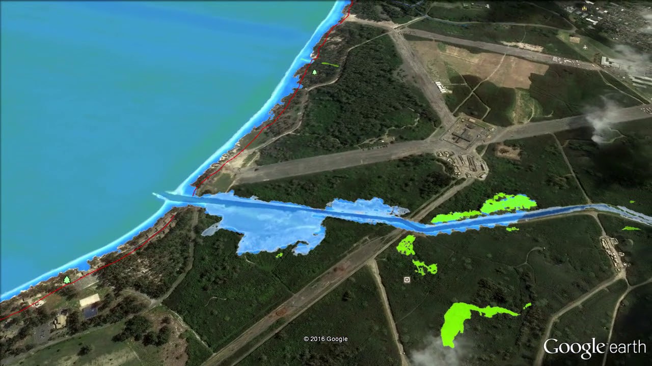 Oahu 1m sea level rise - YouTube