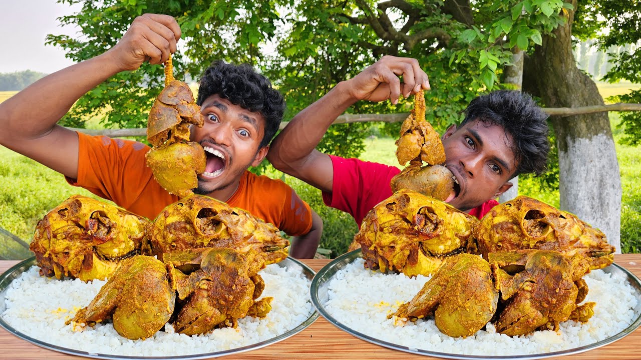Goat head curry and full goat liver curry with rice eating challenge ...