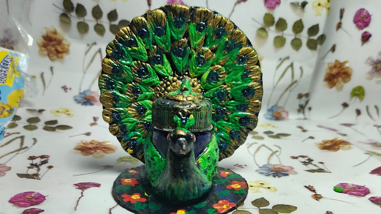 diy beautiful peacock🦚 with clay #craft - YouTube