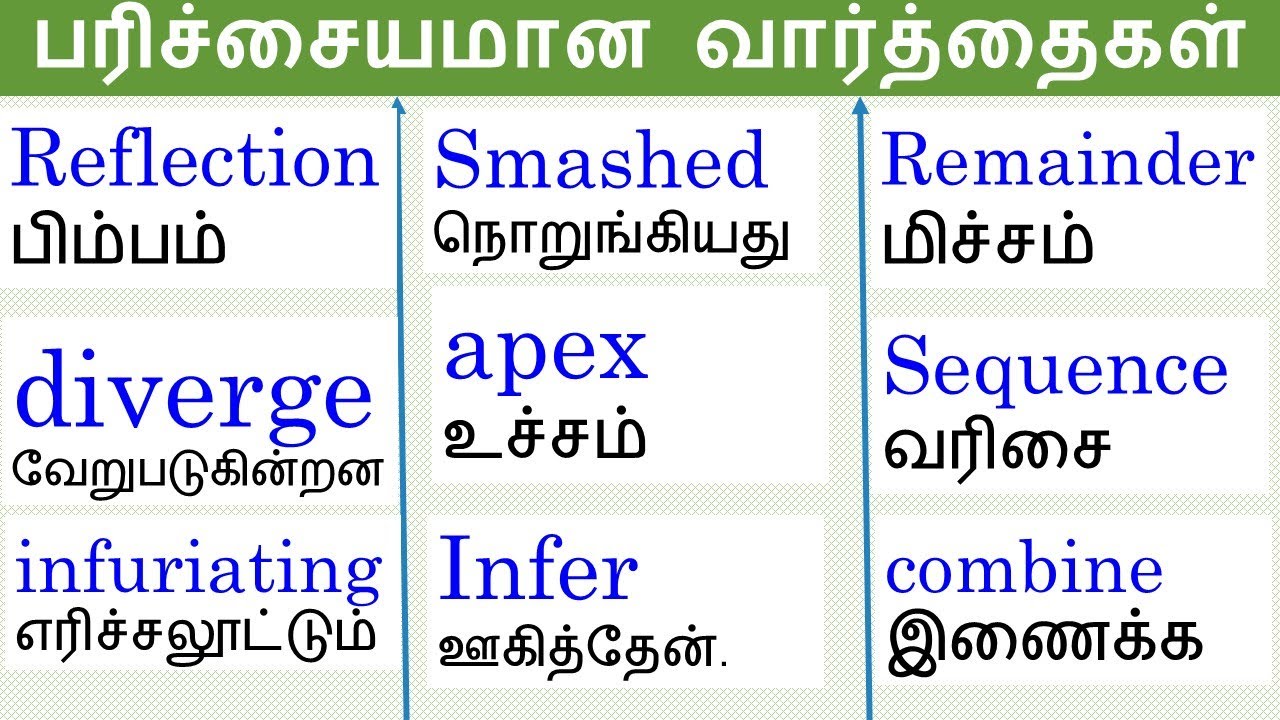 பரிச்சையமான வார்த்தைகள்| reflection | diverge | Infuriating | தமிழ் ...