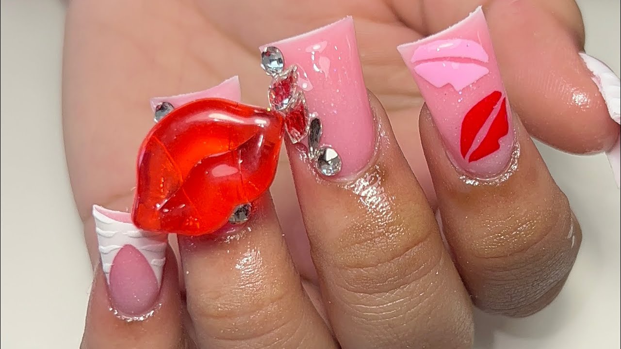 Valentines Day Duck Nails 💋💗| Blinged Out Nails | Kawaii Nails | Duck ...