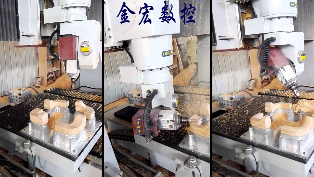 5 axes CNC machines Solid wood Furniture jinhong stair handrail - YouTube