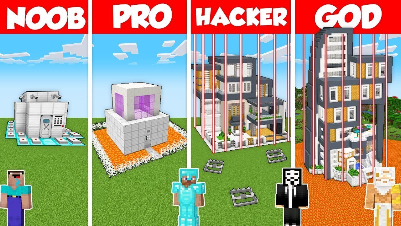 SECURITY BASE HOUSE BUILD CHALLENGE - Minecraft Battle: NOOB vs PRO vs ...
