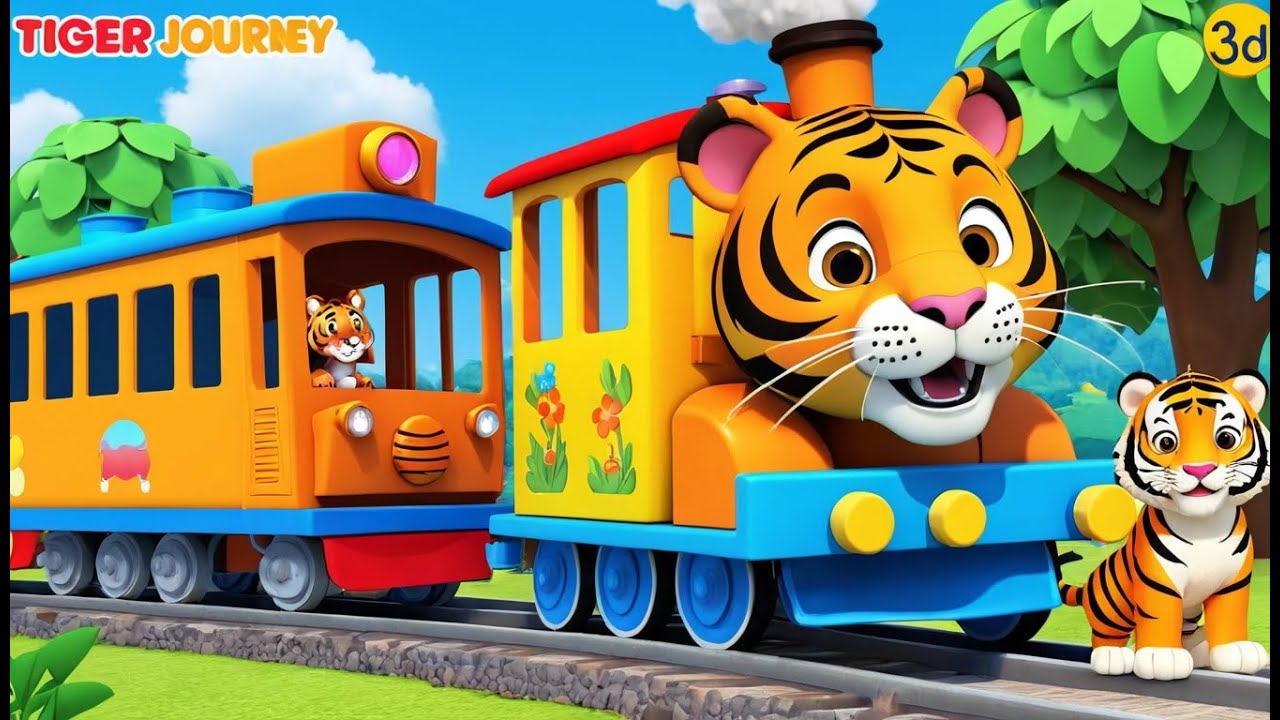 Tiger Rides on Cutie Train 🐯🚂, 3D Animated Nursery Rhyme, Fun Learning ...
