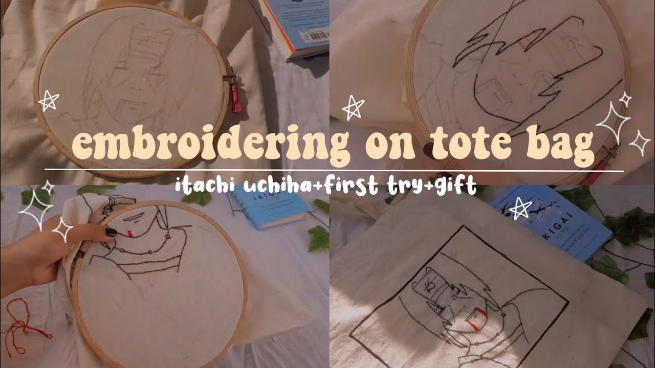 Embroidering anime on tote bag|🧃 Tote Bag|Itachi Uchiha🍥 - YouTube