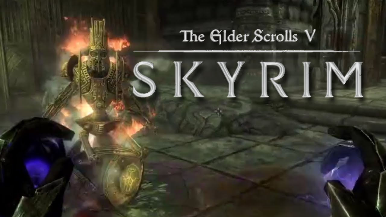 Melting dwarven enemies with my fire magic in Skyrim - YouTube