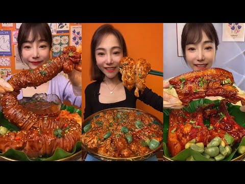 ASMR SOSLU ÇİN YEMEKLERİ YEME EATING SPICY CHINESE FOOD 吃辛辣的中国菜  SATISFYING MUKBANG 먹방 🌶
