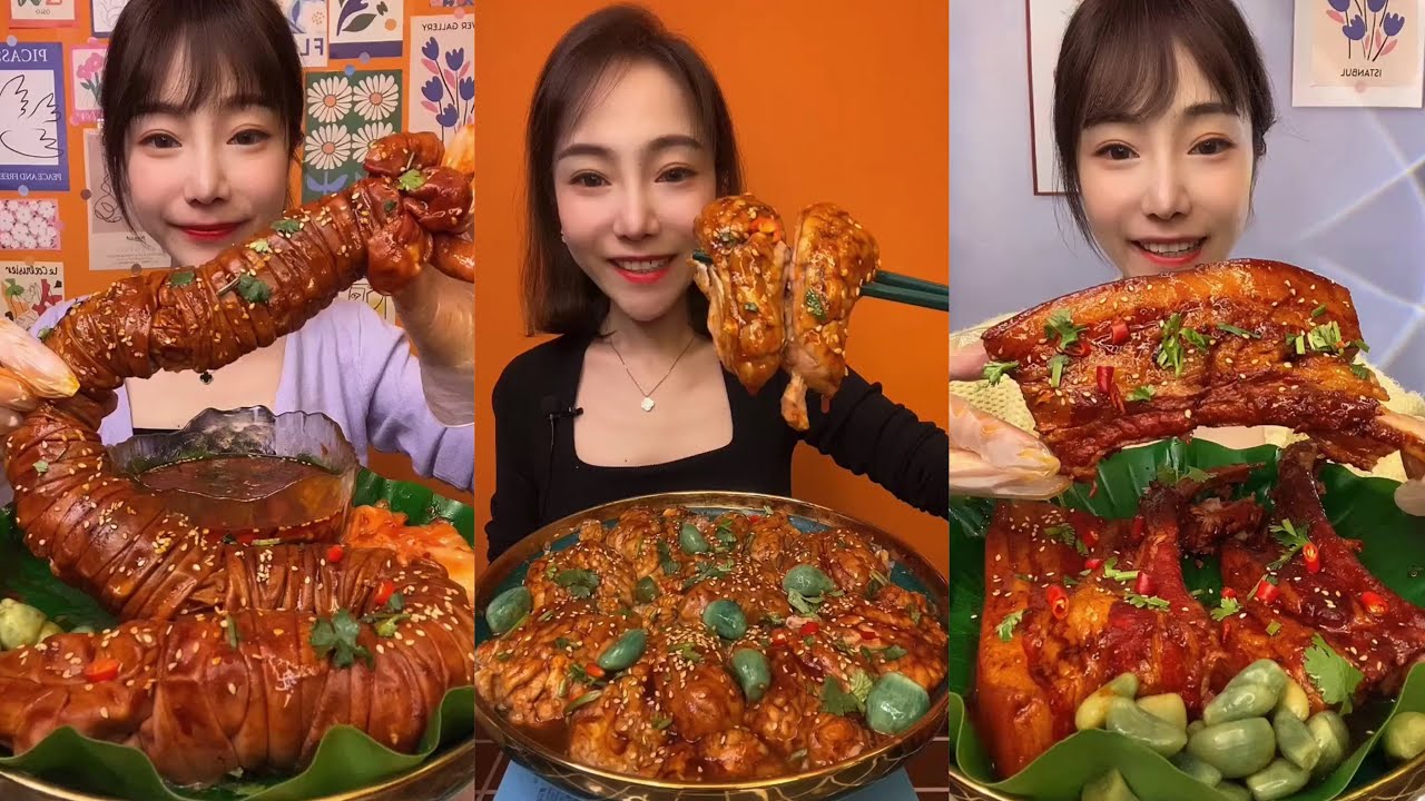 ASMR SOSLU ÇİN YEMEKLERİ YEME EATING SPICY CHINESE FOOD 吃辛辣的中国菜 ...