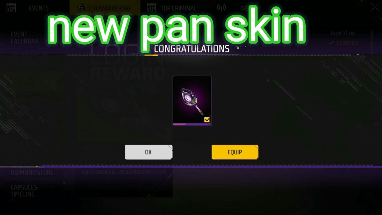 new pan skin in free fire max and please like and subscribe channel ...