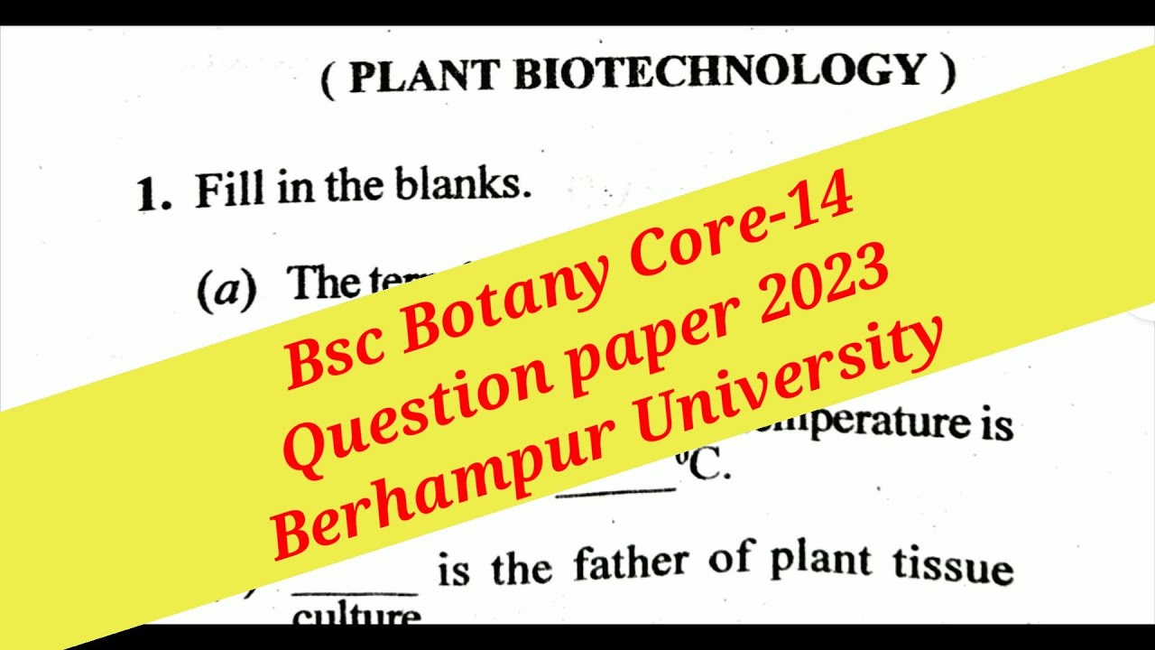 Bsc Botany Core-14 Q Paper2023 Berhampur University Majhi Tutorial - YouTube