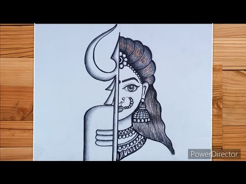 Shiv Parvati Half Face Drawing Easy | Shiv Parvati Drawing | Shivratri ...