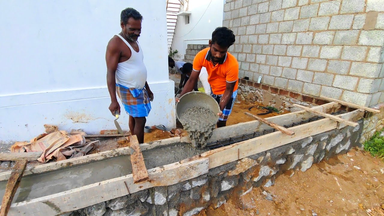 Basement Techniques of Belt Concrete On Compound Wall Construction with ...