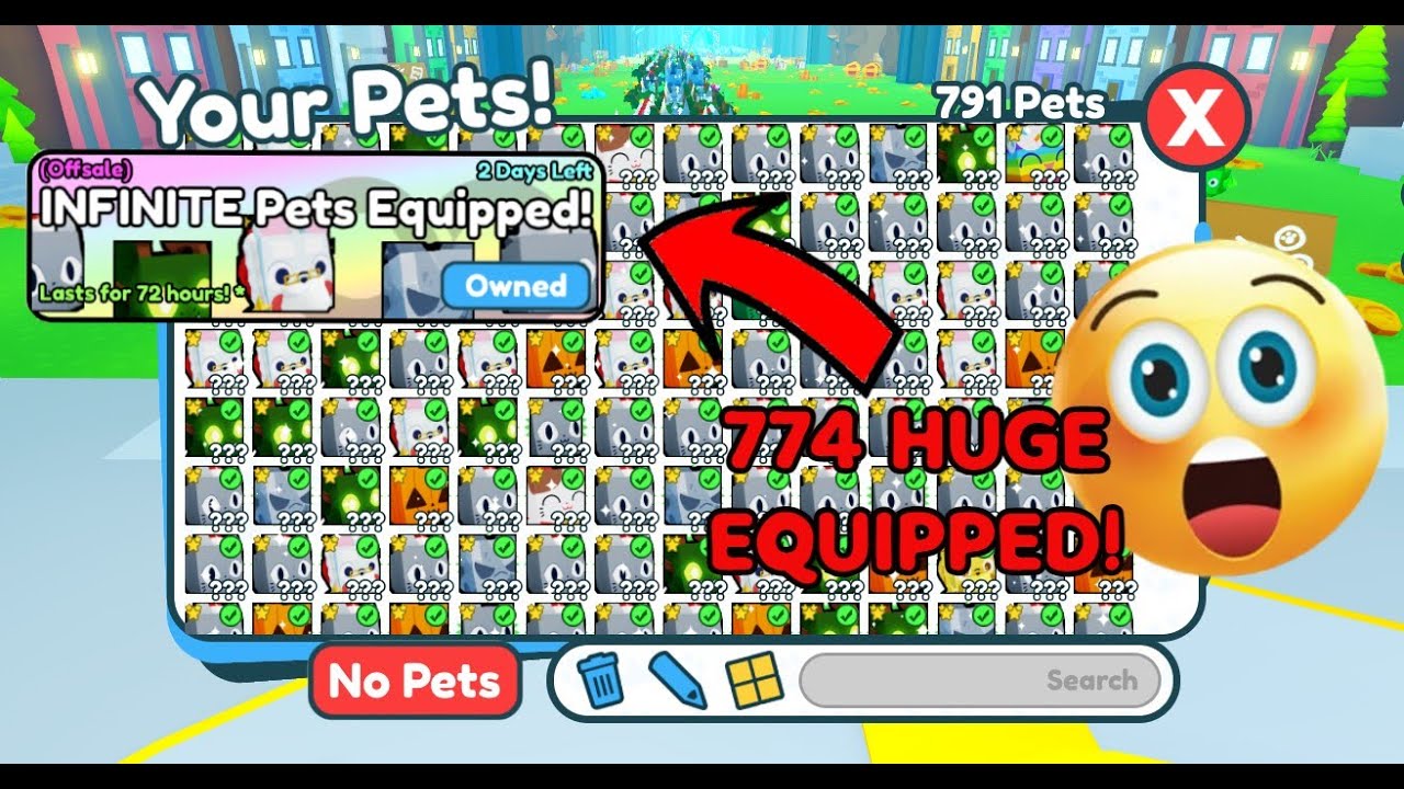 I Bought Infinite Pets Equipped and Equipped 774 Huges! | PET SIMULATOR ...