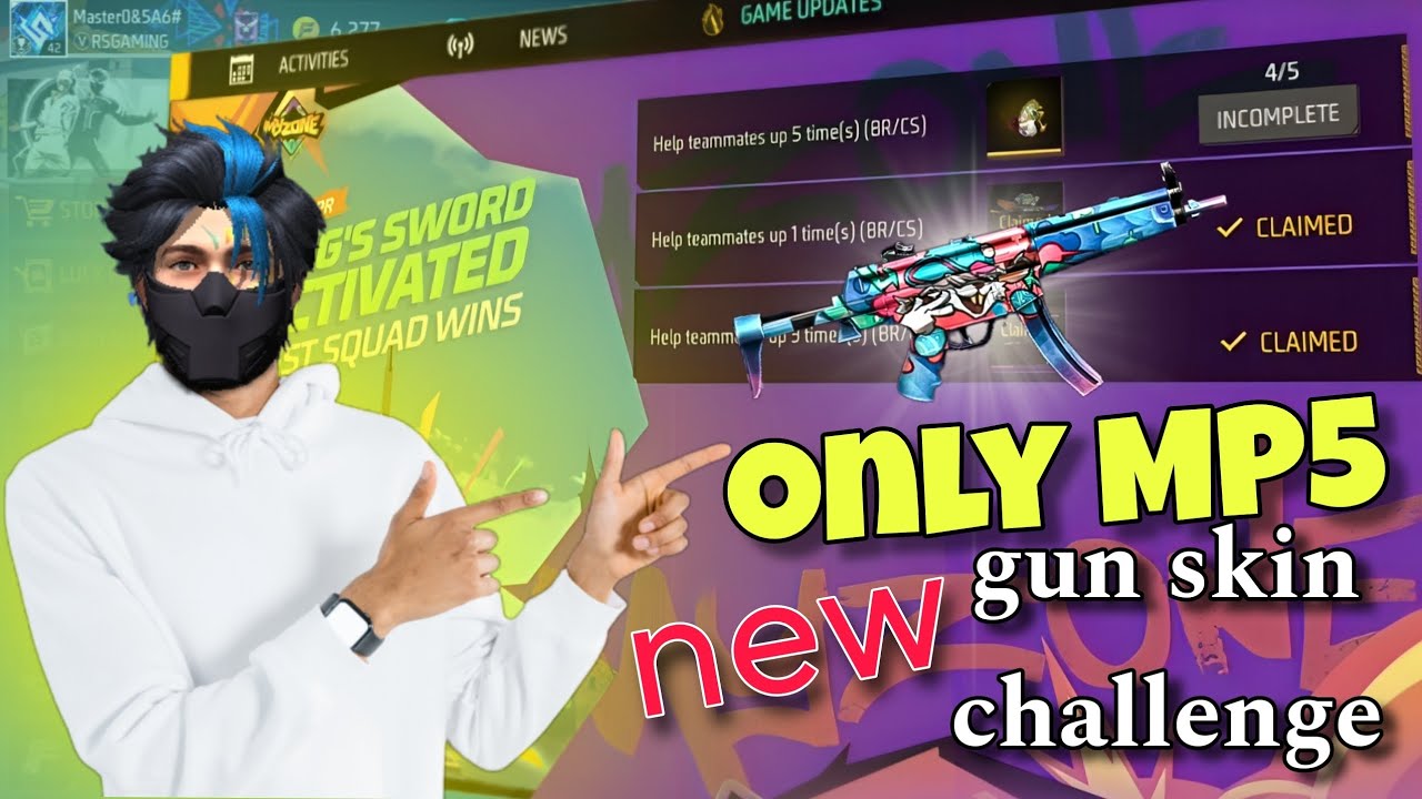 Only MP5 new gun skin নিয়ে সম্পূর্ণ একটি BR Rank খেলার Challenge. # ...