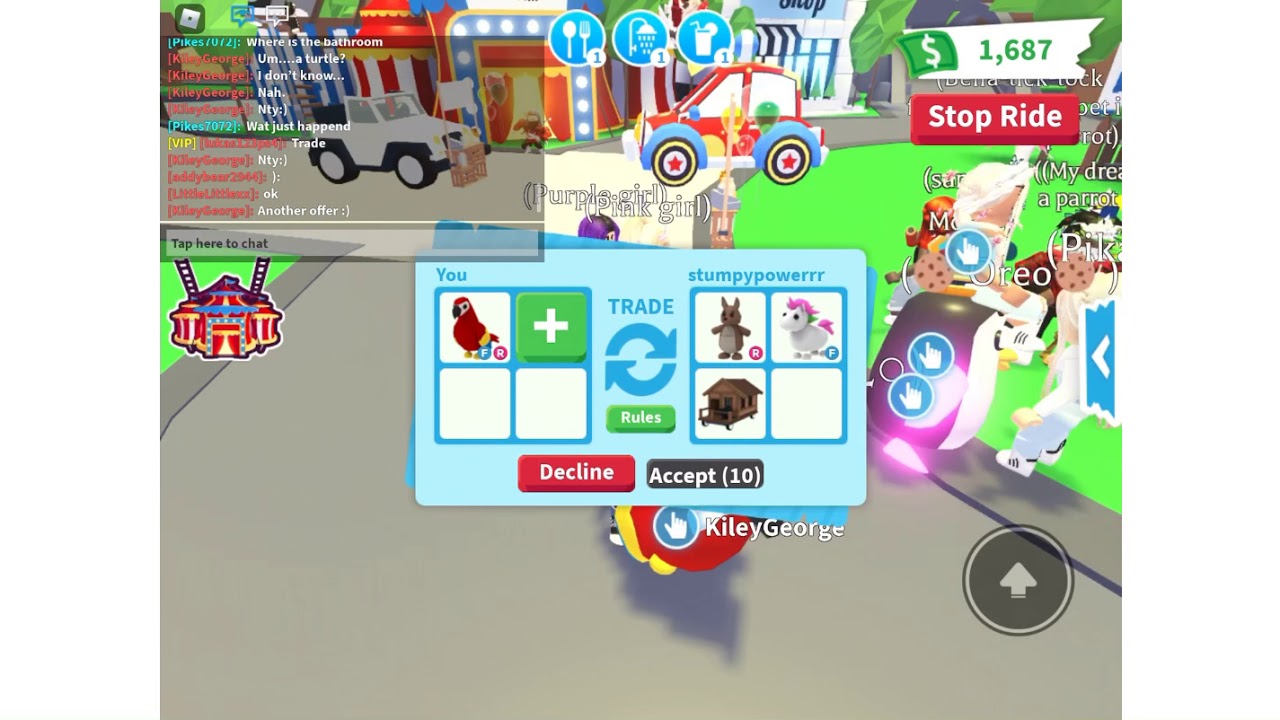 (First video) Seeing what people offer for a parrot in adopt me ...