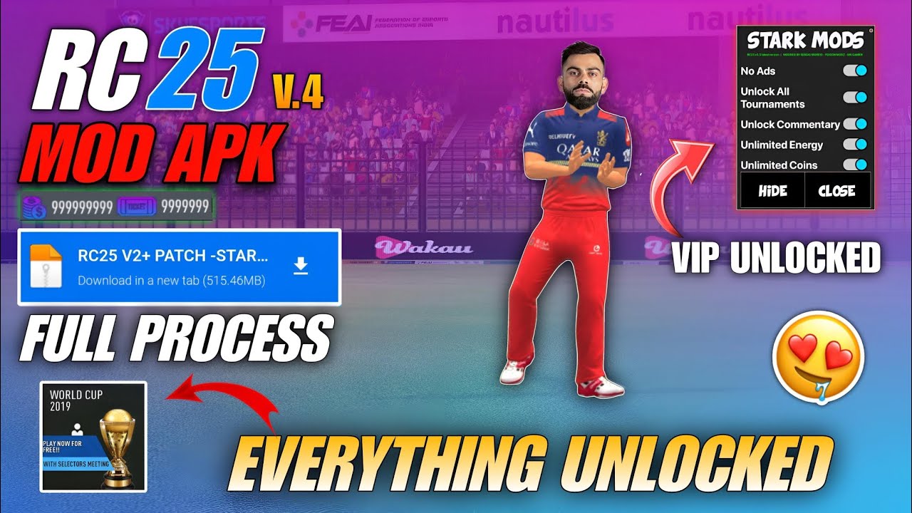 Real Cricket 25 V4+ Mod Apk Patch Download!? 150+ New Shot !! Rc25 New ...