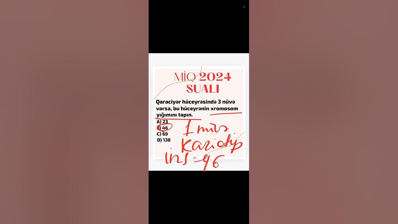 MİQ 2024 BİOLOGİYA QARACİYƏR SUALI - YouTube