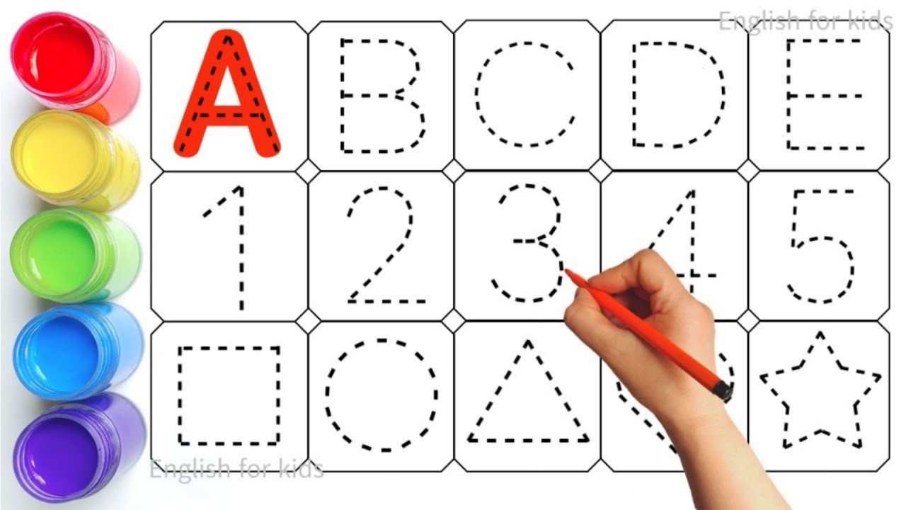 Let's Learn How to Draw and Paint ABCDEF & 12345 Learn 2d Shapes ...