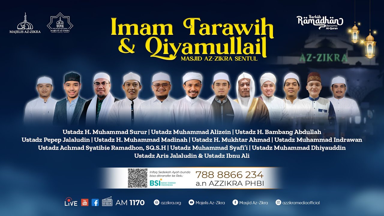 🔴LIVE SHOLAT ISYA & TARAWIH MASJID AZ-ZIKRA SENTUL BERSAMA USTADZ H ...