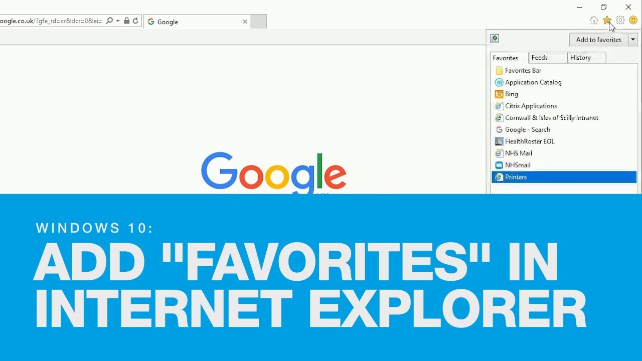 How to Add Favorites to Internet Explorer 11 - YouTube