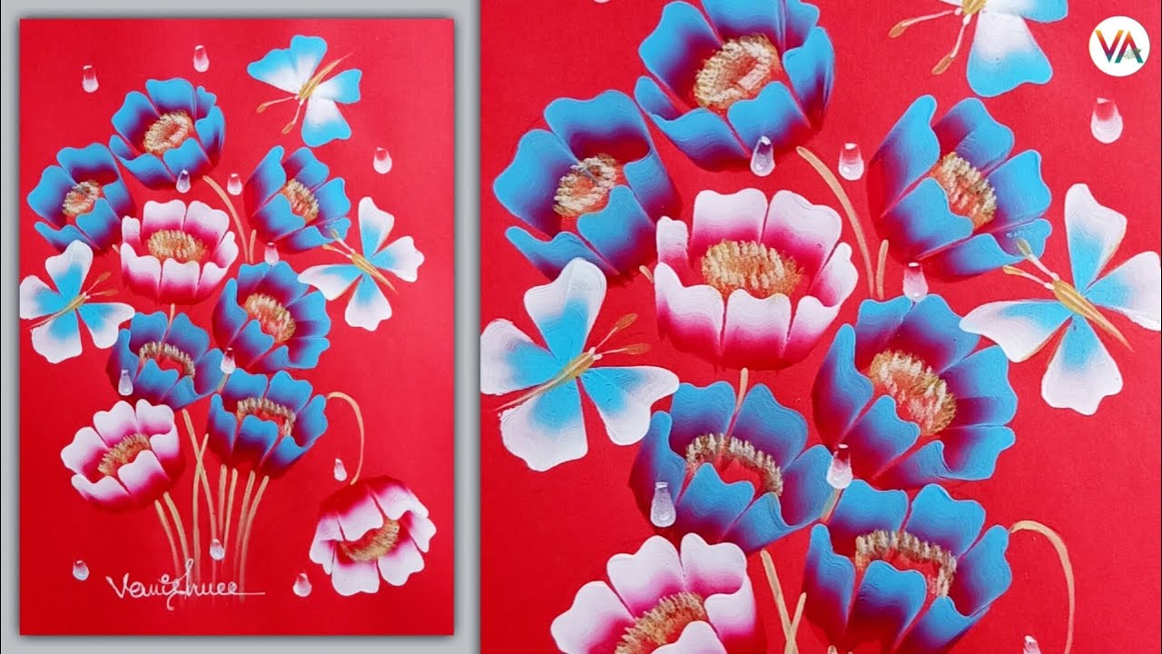 🔵LIMITED COLOR palette | Bright and Beautiful Flowers One Stroke ...