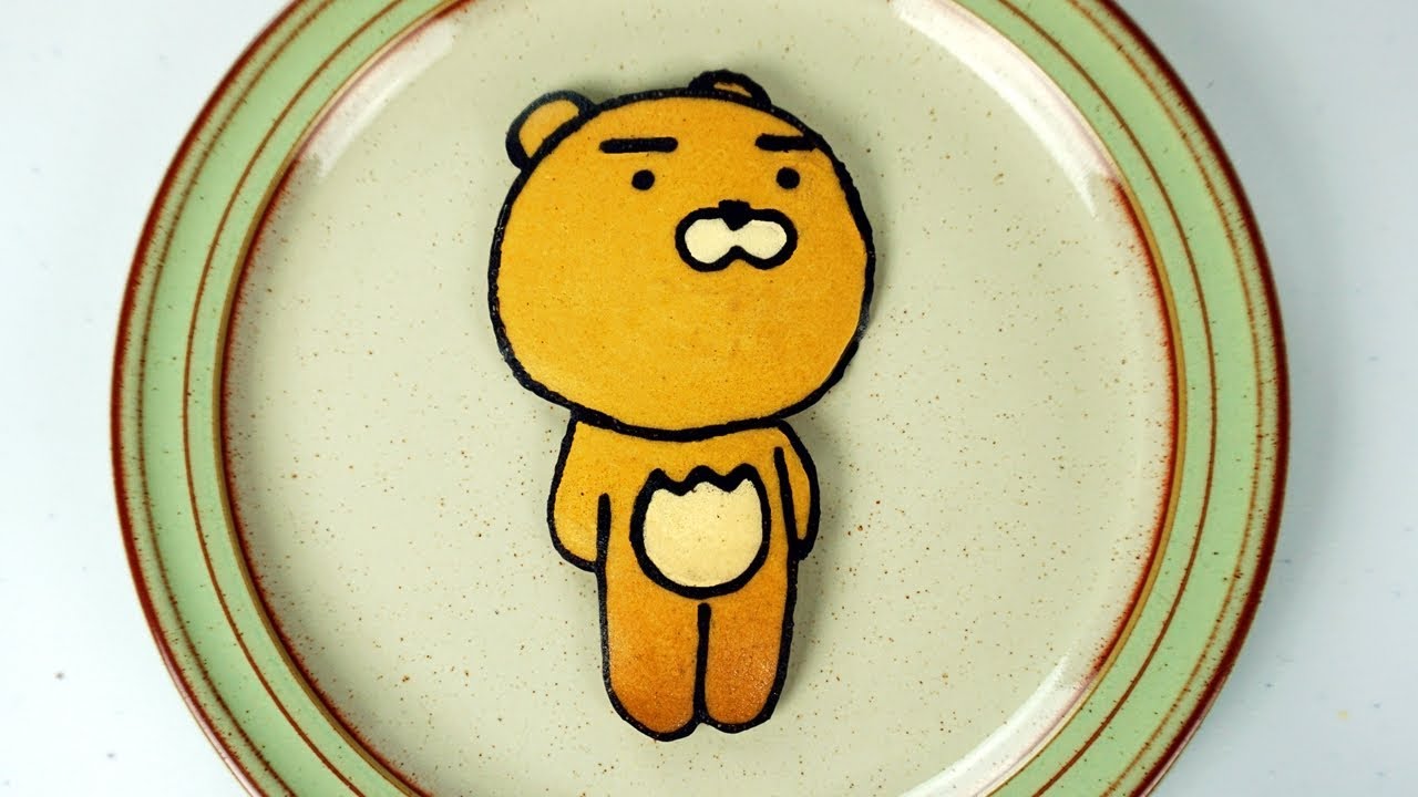 카카오프렌즈 라이언 팬케이크 아트 Kakao Friends Ryan Pancake Art - YouTube