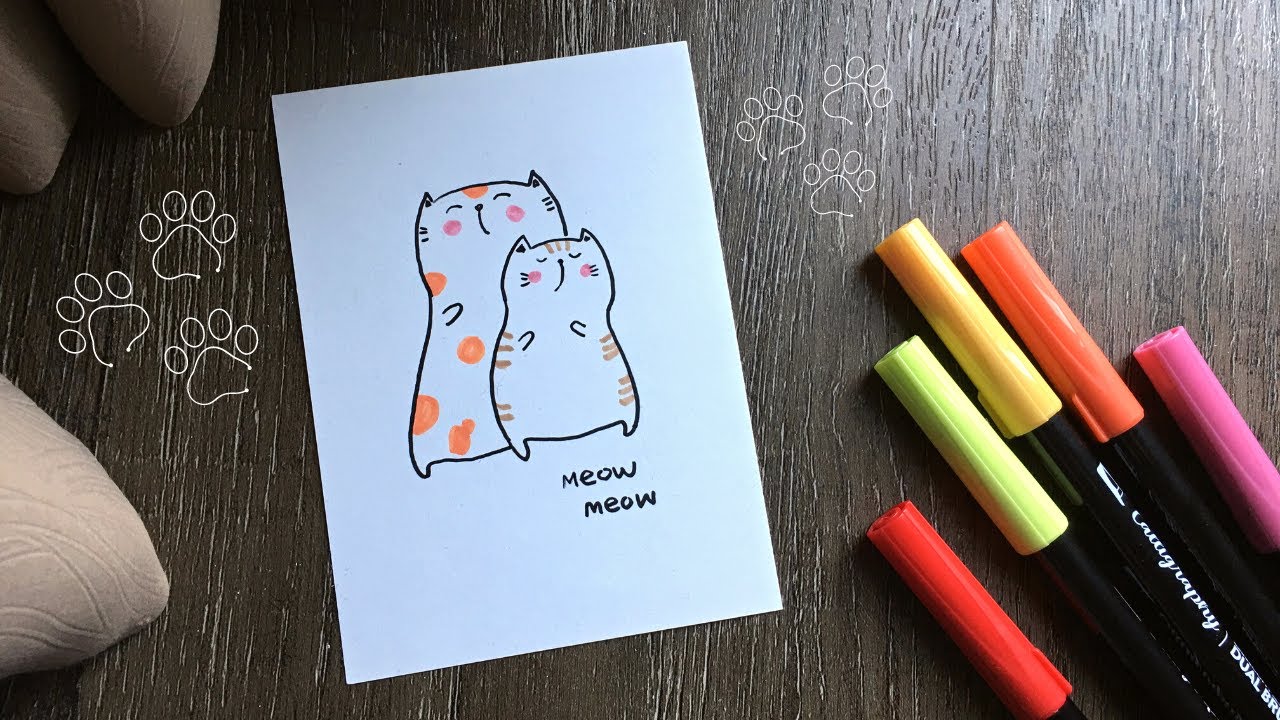 How to draw cute cats | EASY drawing ideas that anyone can do!!! # ...