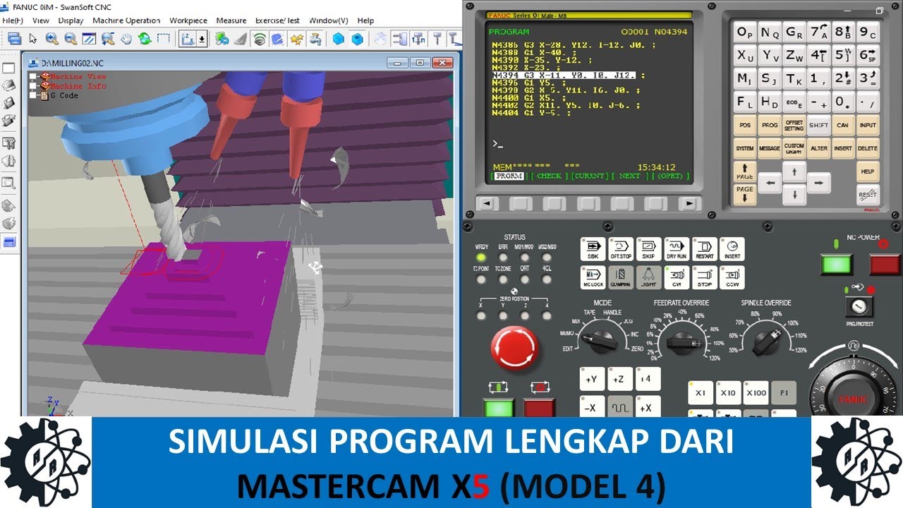 Full !! Membuat Program Milling dari MasterCAM X5 Langsung Simulasi Lat 4| SSCNC Swansoft FANUC ...