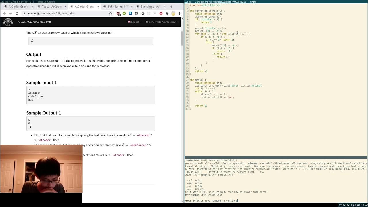AtCoder Grand Contest 048 Screencast (10th Place) - YouTube