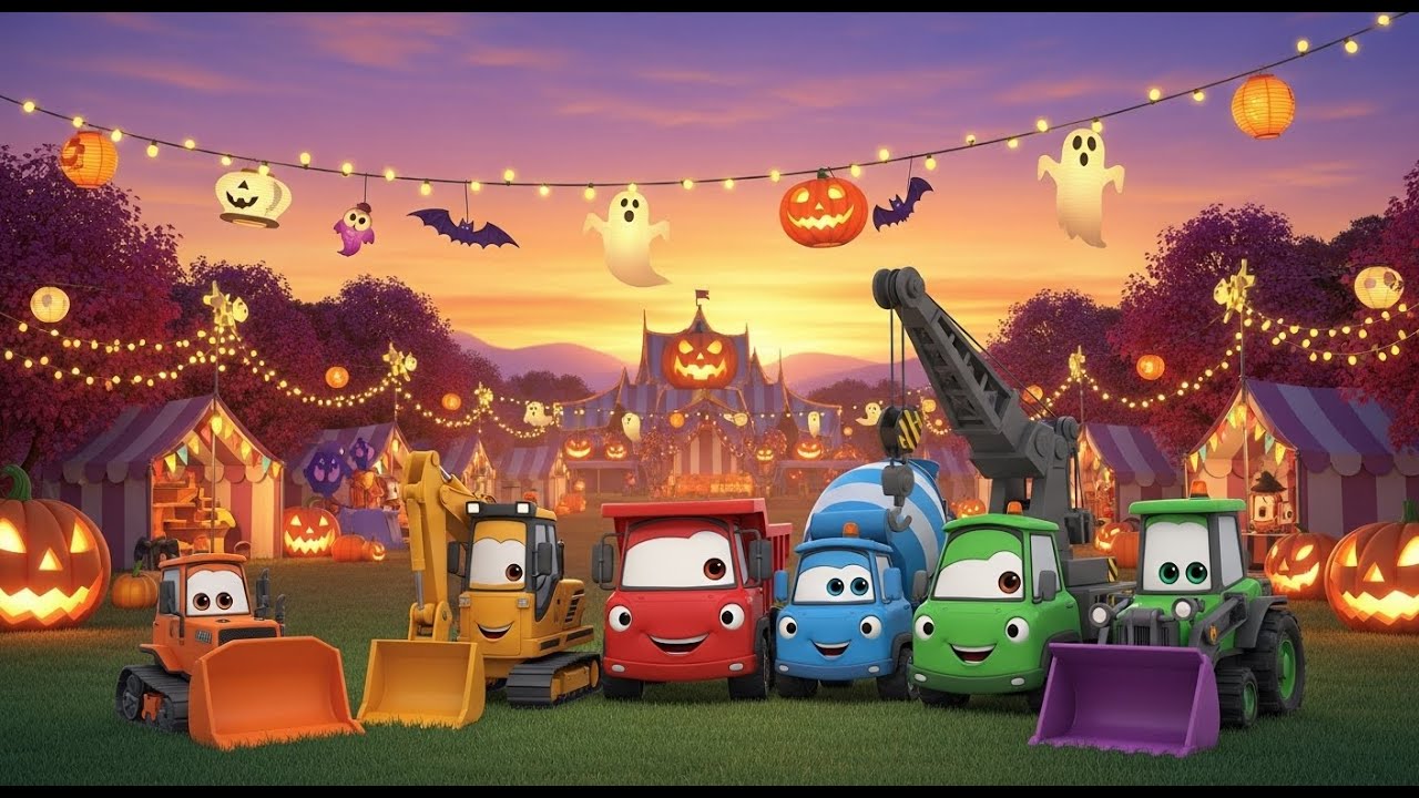 Adventure Diggers Build the Halloween Festival! | Construction Trucks ...