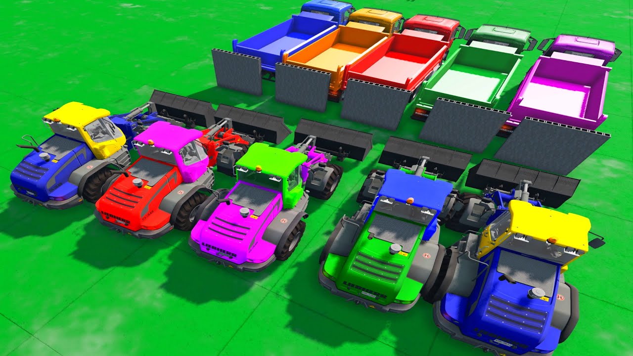 Loading and Transporting Blocks on Trucks with Front Loaders #5 ...