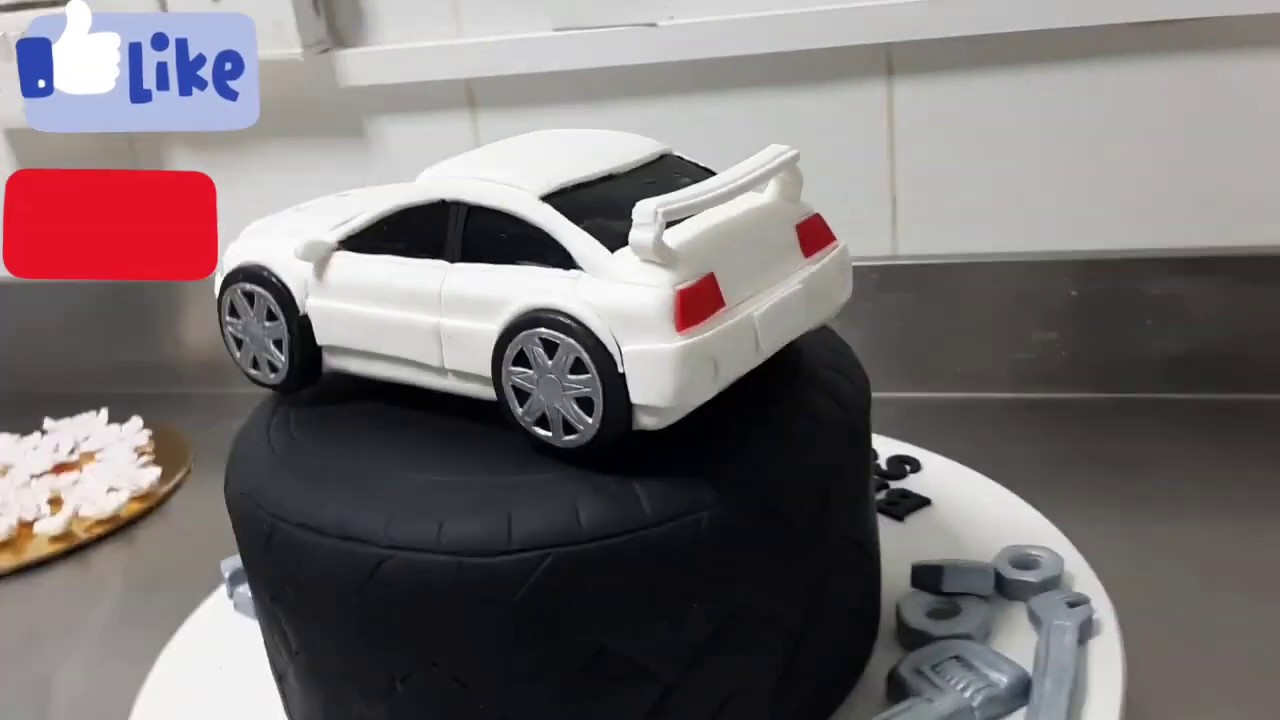 How to make WHEEL CAKE with WHITE CAR TOPPER#LEaRN CAKE TV/vlog#6 - YouTube