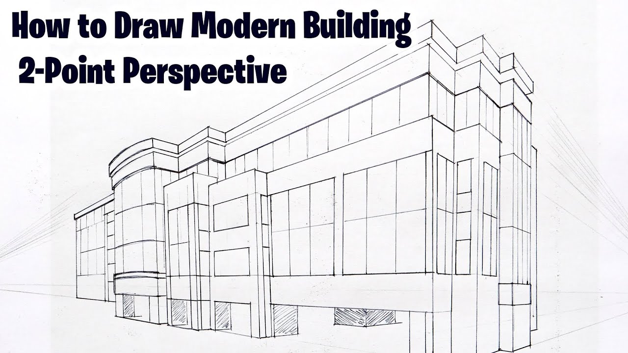 Perspective Building Drawing Tutorial, Two Point Perspective Drawing ...