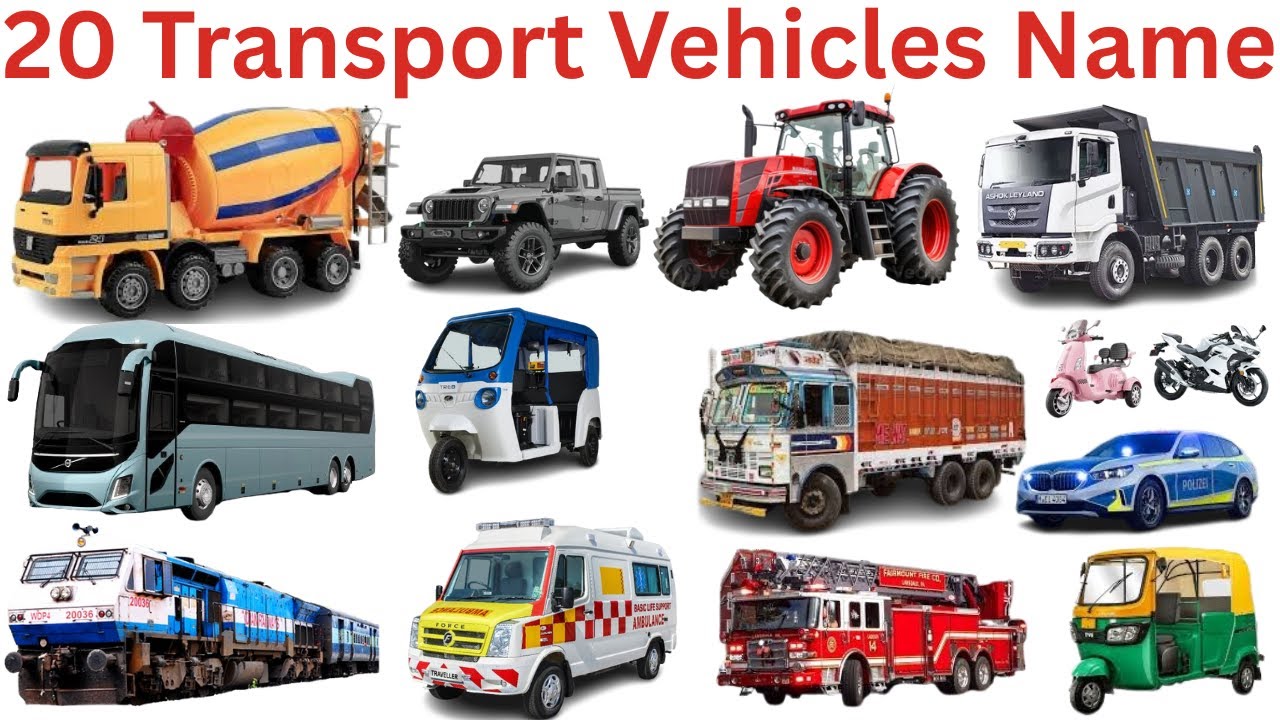 20 Learn Transport Names with Fun Sounds and Pictures.Vehicles Name for ...