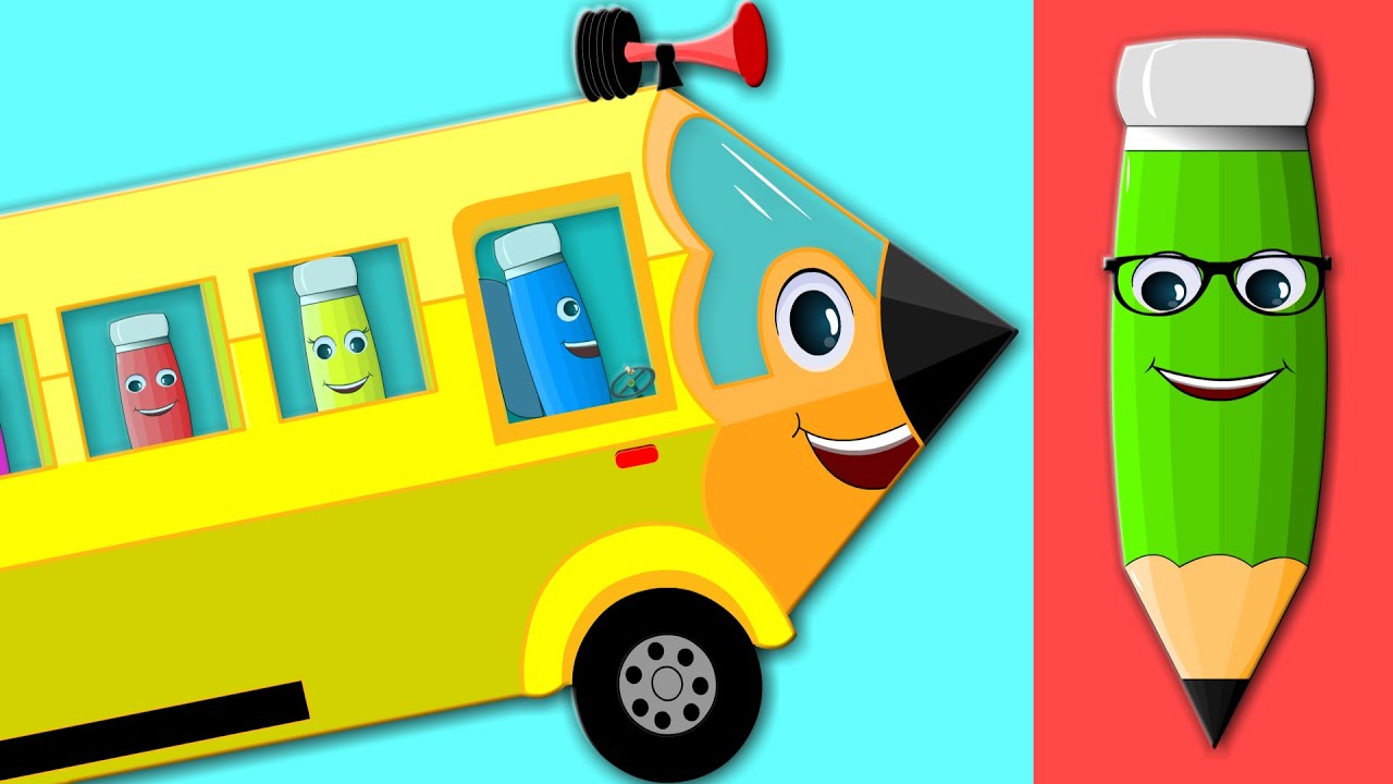 Wheels On The Bus Pencil | Nursery Rhymes For Kids And Childrens | Baby ...