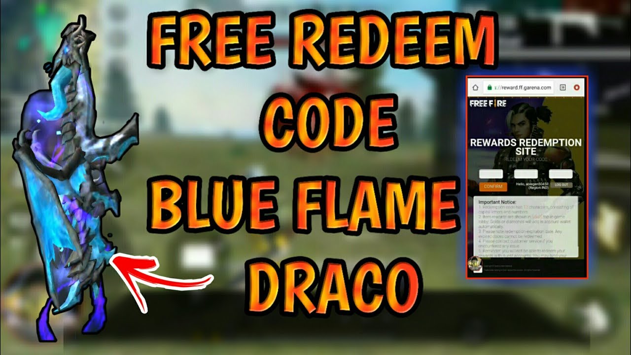 Free Fire Blue Flame Draco Ak Redeem Code Today | How To Get Free Blue ...