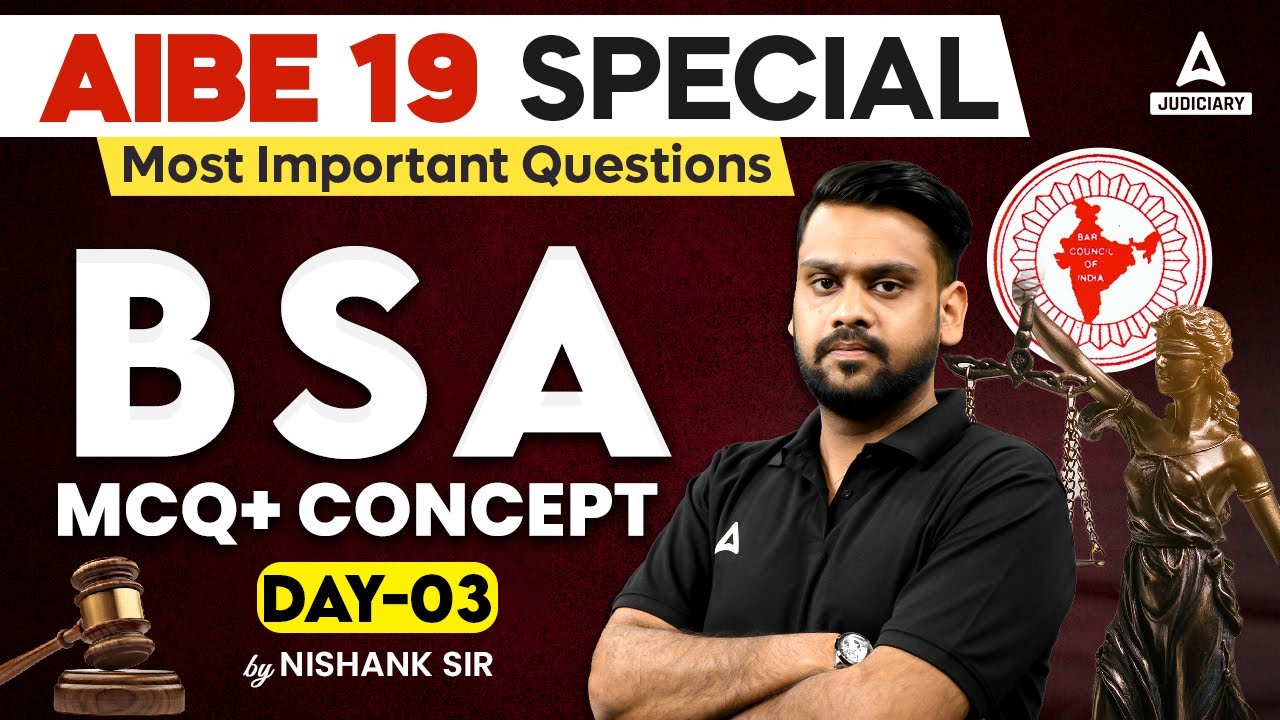 AIBE 19 | BSA Important MCQs & Concepts | All India Bar Exam 2024 | By Nishank Sir - YouTube