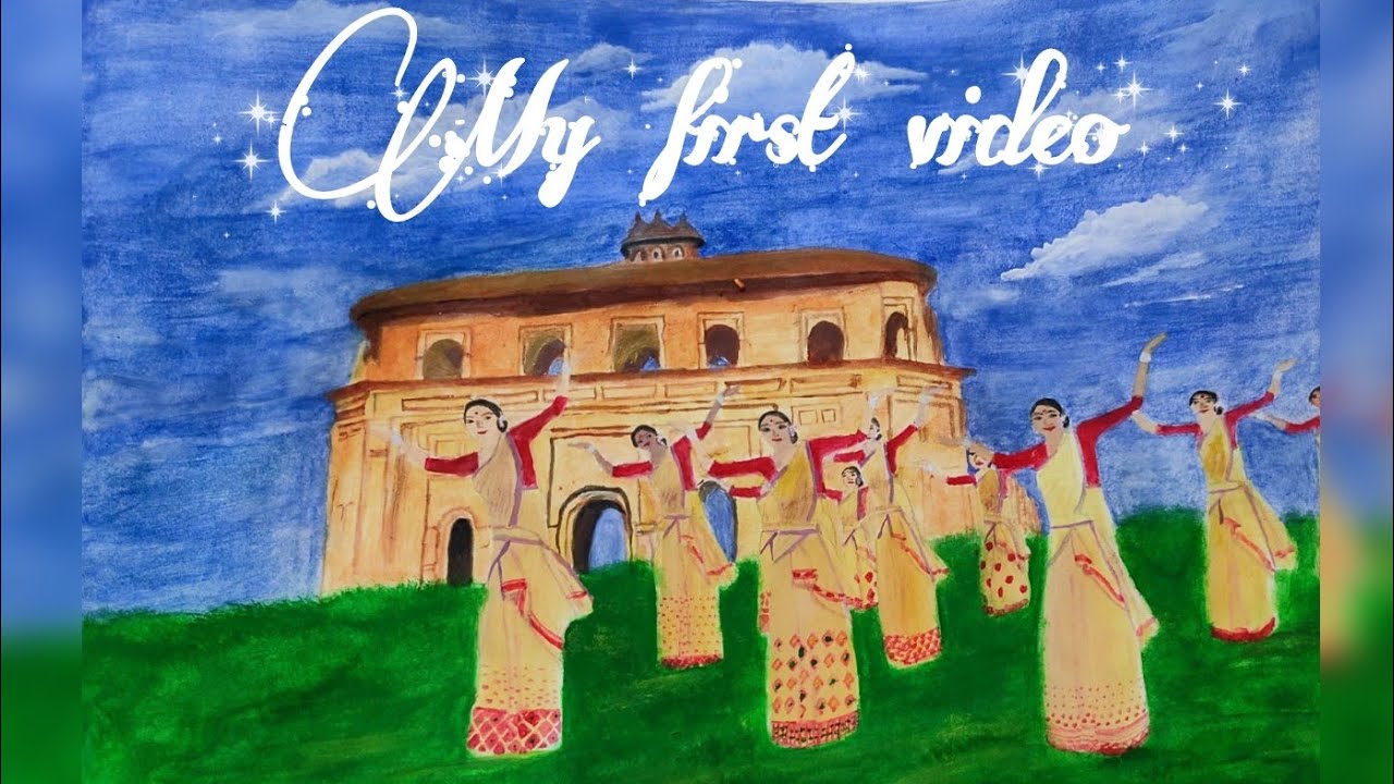 Bihu Special||easy Rang Ghar drawing||(my first video)#rangghar #art # ...