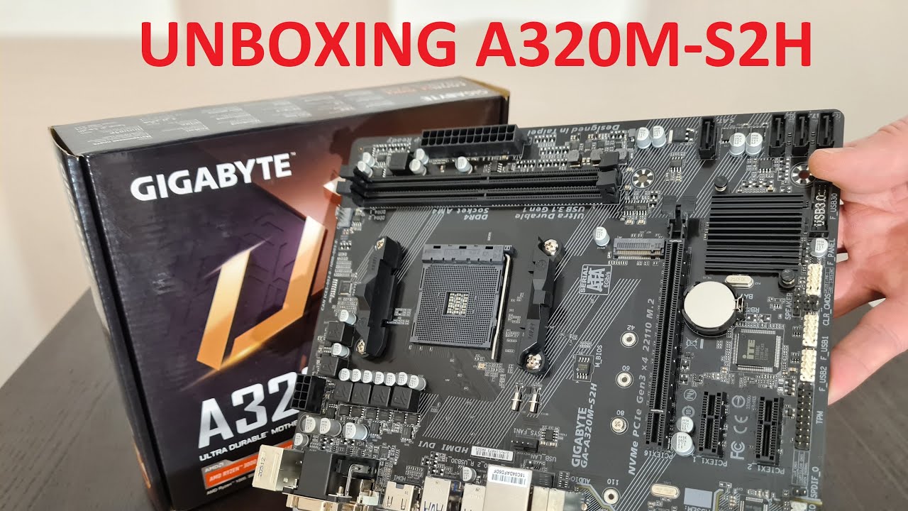 Unboxing Gigabyte A320M-S2H motherboard Socket AMD AM4 A320 mainboard ...