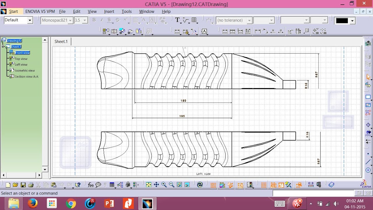 CATIA DRAFTING:- DRAWING OF DIFFERENT VIEWS OF BOT - YouTube