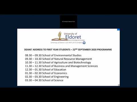 University of Eldoret Deans' Address to First Year 22nd September 2020 ...