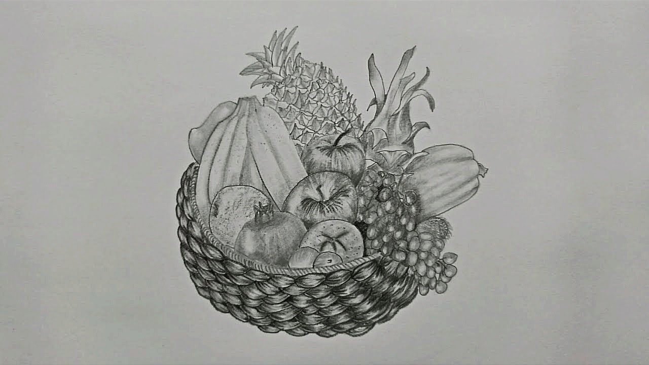 How to draw Fruit Basket | drawing tutorial | realistic drawing ideas ...