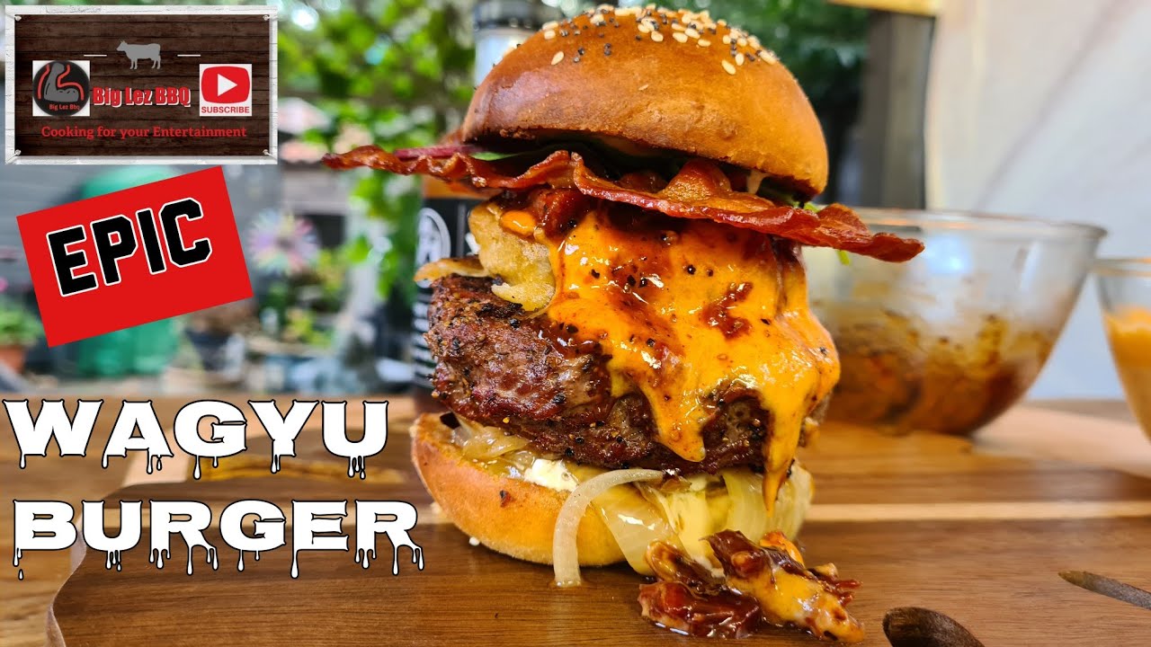 Epic Wagyu Burger, Beer cheese Sauce, Pulled pork Cheeks, Home made ...