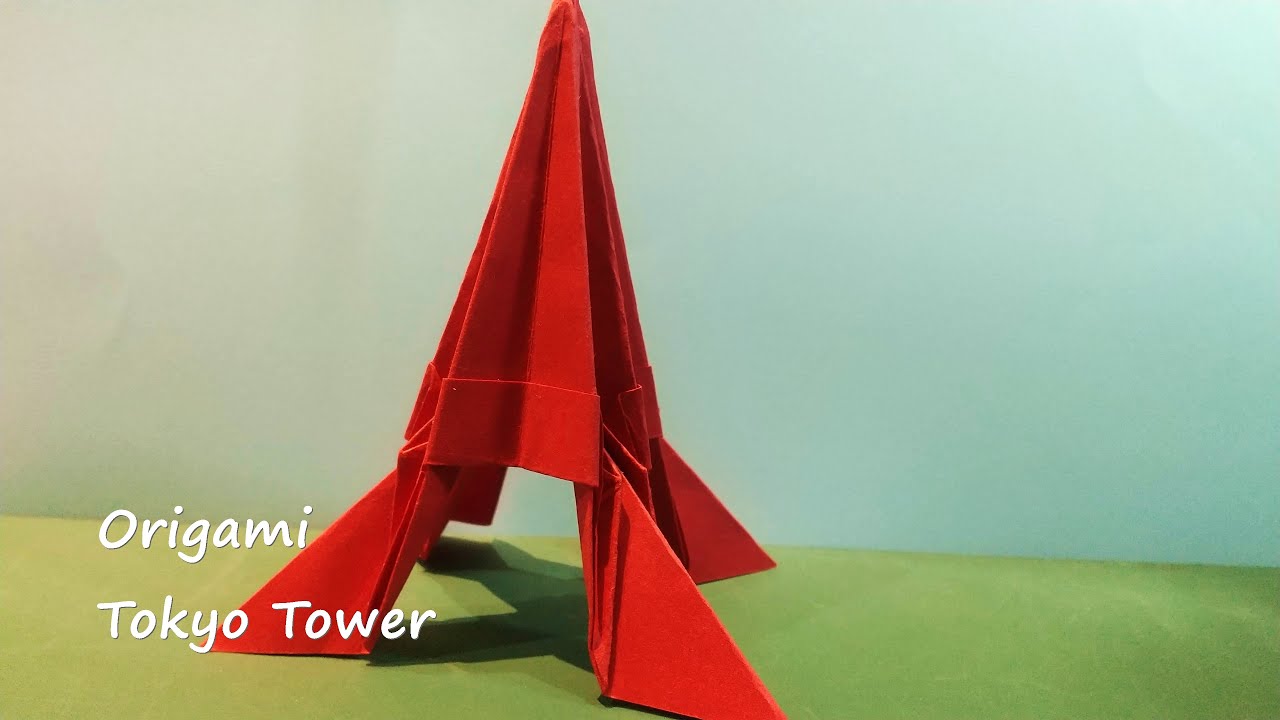 折り紙【東京タワー】立体的な折り方 Origami [Tokyo Tower] How to fold three-dimensionally ...
