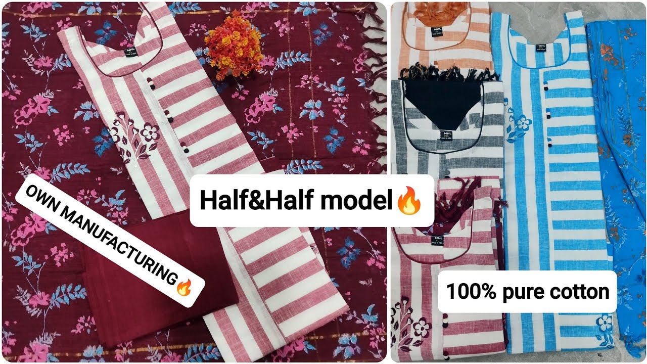 Half& Half new model in handloom cotton readymade kurti sets🔥OWN ...