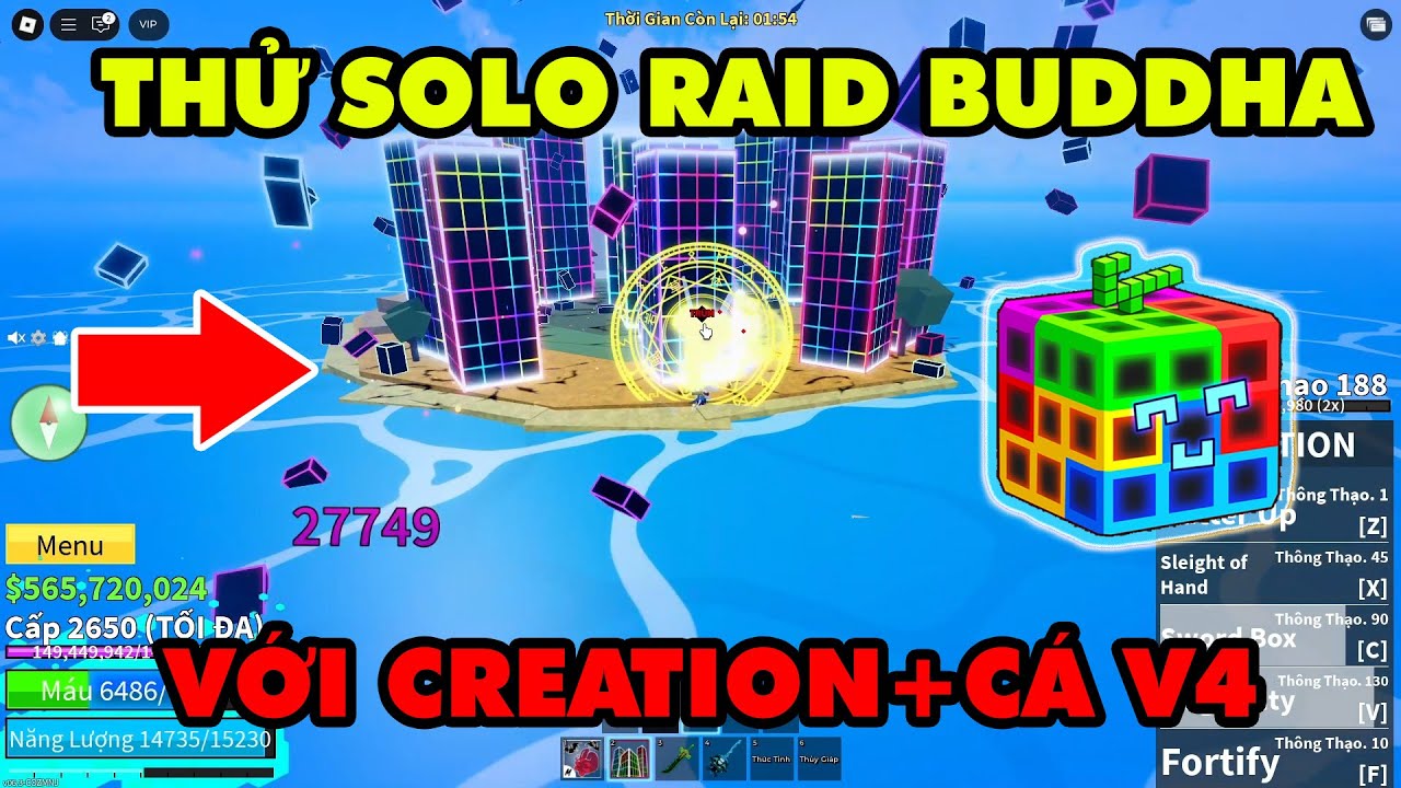 Thử Solo Raid Buddha Với Trái Creation + Cá V4 || Blox Fruits! - YouTube