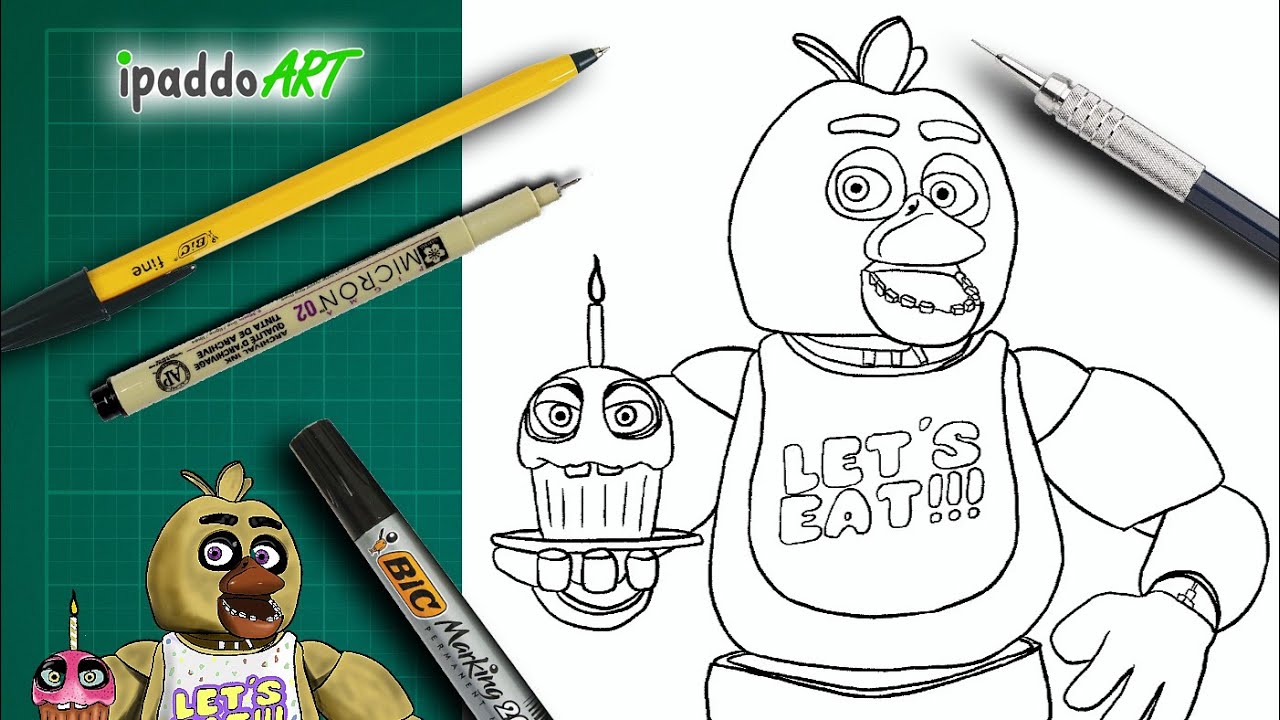 How to draw CHICA from FNAF Security Breach - YouTube