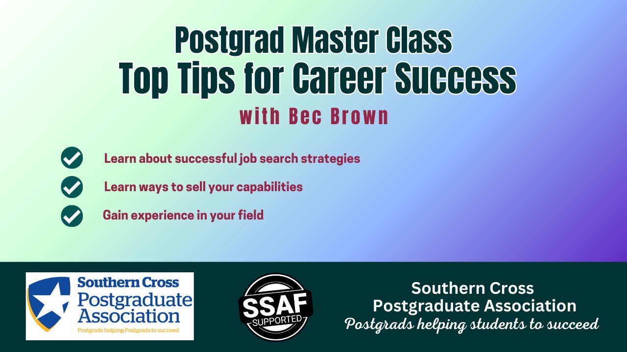 Careers Postgrad Masterclass: Top Tips for Career Success with Bec ...